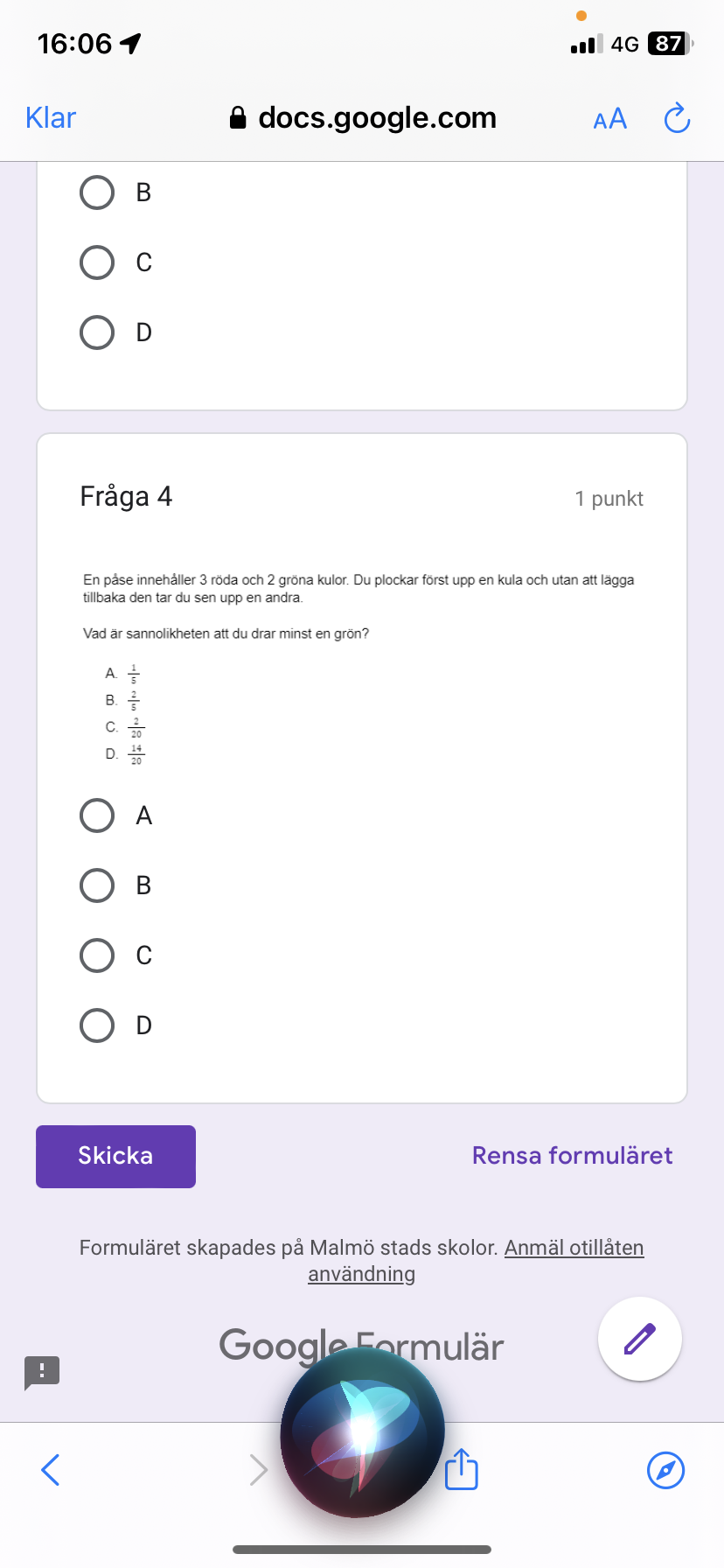 Exempel på diagnostiska frågor i matematik 1B | Kristians Kunskapsbank